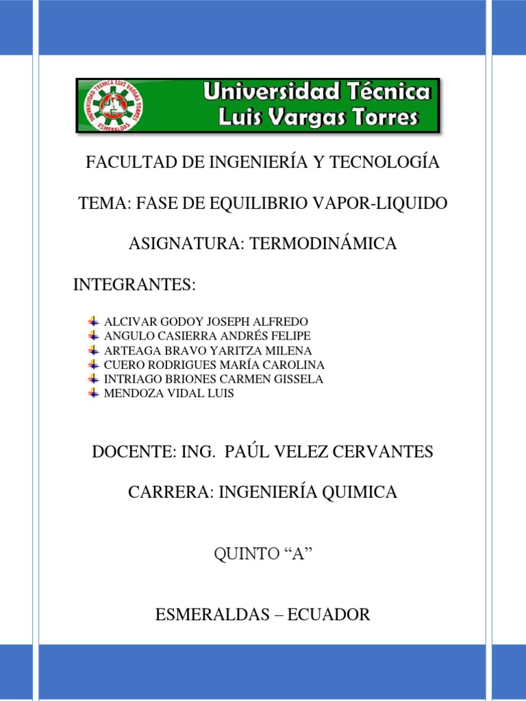 Equilibrio de Fase Liquido Vapor | PDF | Gases | Solubilidad