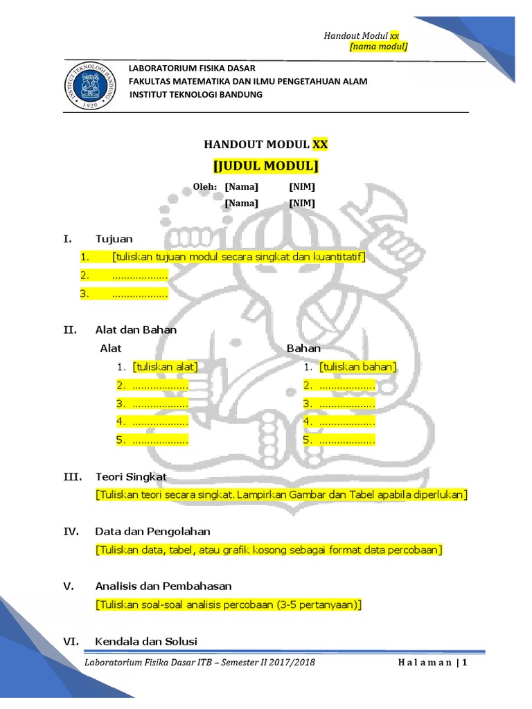 Handout Laboratorium Fisika Dasar ITB | PDF