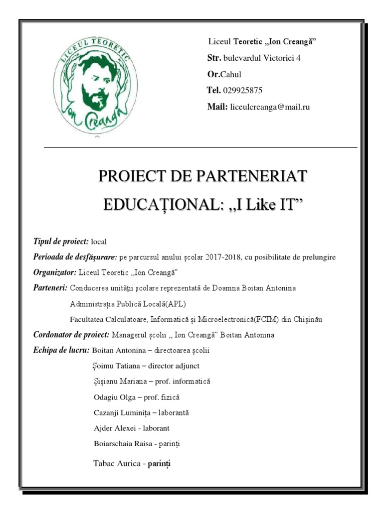 Proiect Parteneriat Educational | PDF