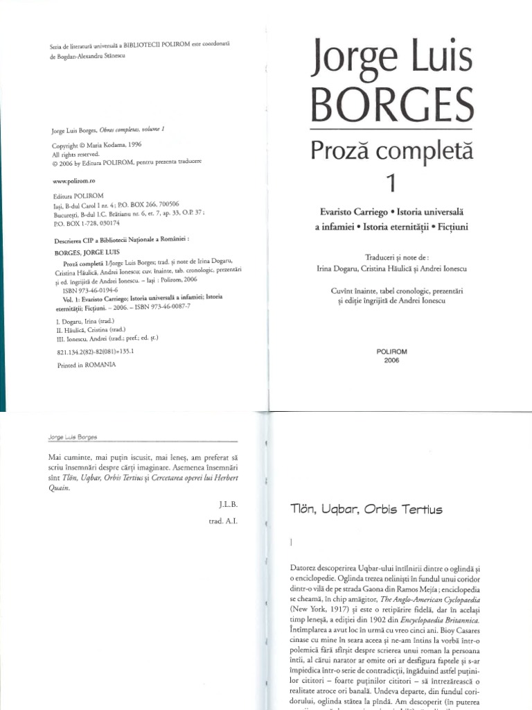 Jorge Luis Borges, ''Tlon, Uqbar, Orbis | PDF