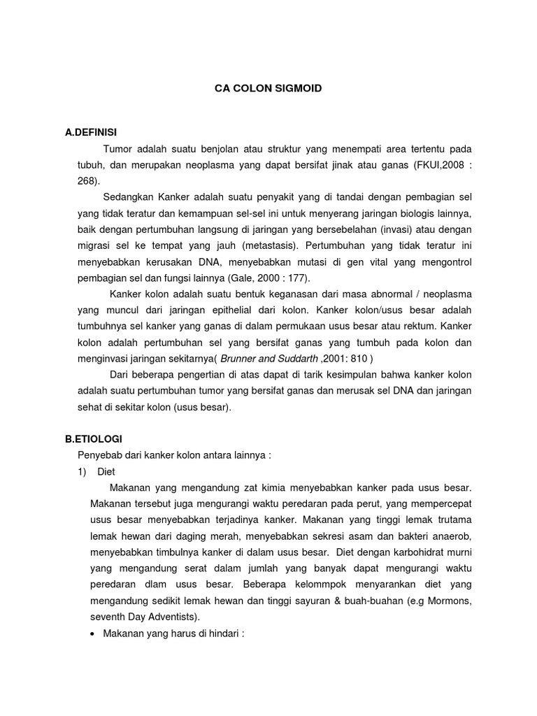 Kanker Kolon Sigmoid: Definisi dan Etiologi | PDF | Pengembangan Diri ...