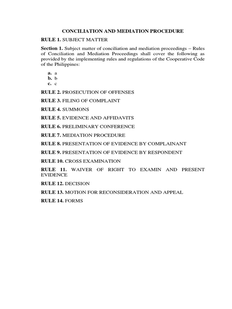 Conciliation and Mediation Procedure | PDF | Mediation | Complaint