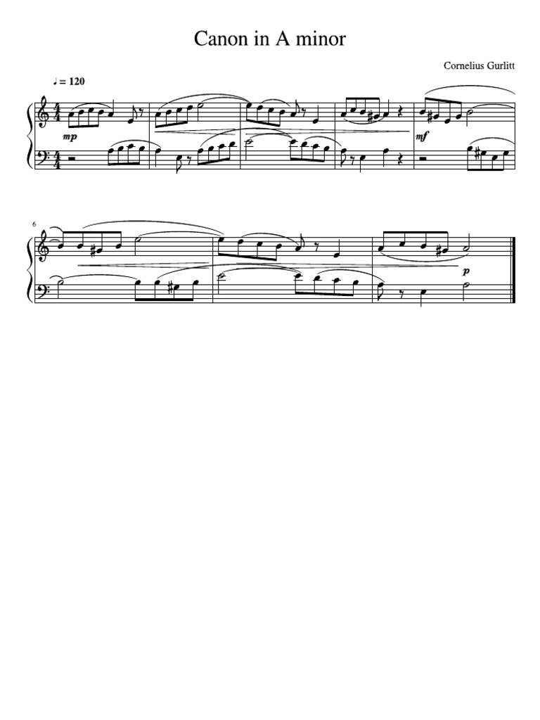 Canon in A Minor - Cornelius Gurlitt | PDF