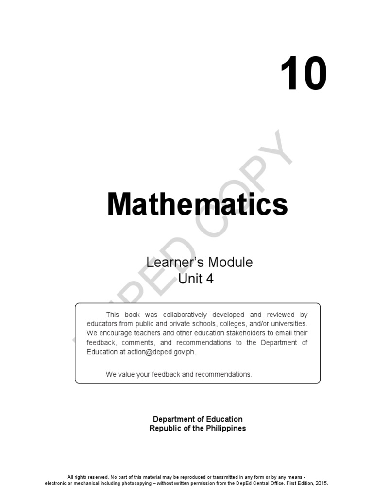 Math 10 Unit 4 LM | PDF | Quantile | Percentile