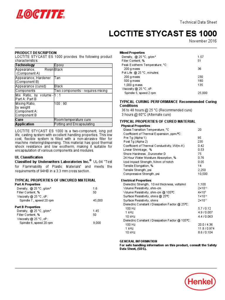 Stycast Es 1000-En | PDF | Epoxy | Materials Science