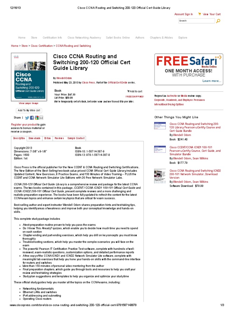 CCNA Routing and Switching 200 120 PDF | PDF | Cisco Certifications | Ip Address
