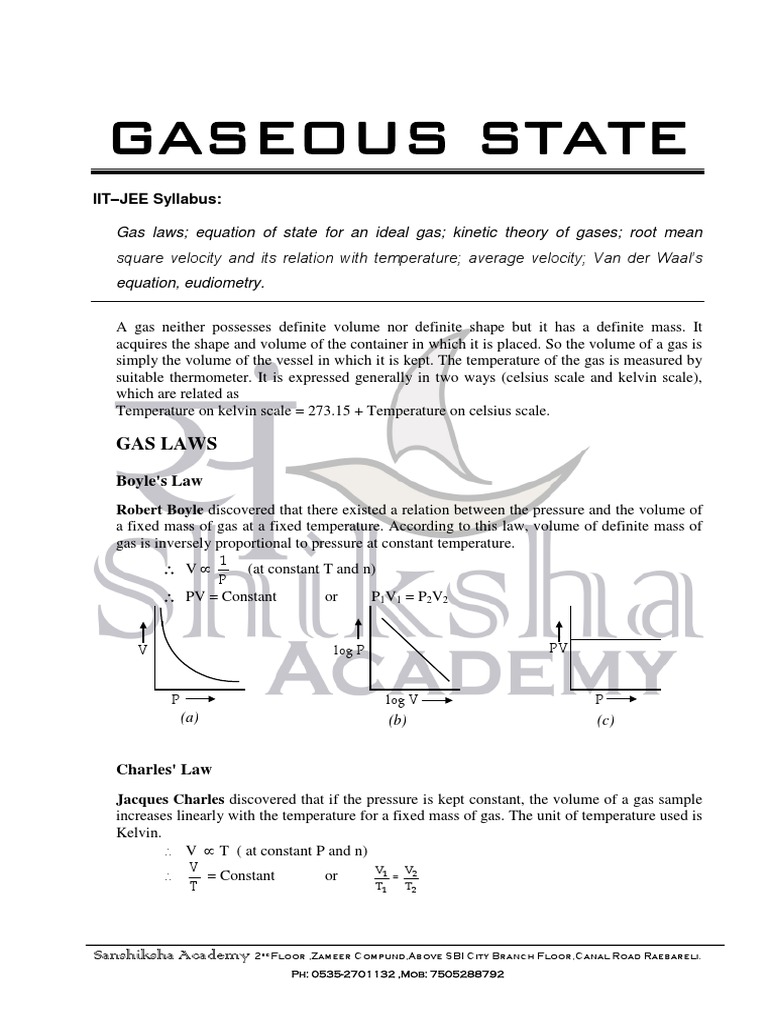 01 Gaseous State#### PDF | PDF | Gases | Momentum