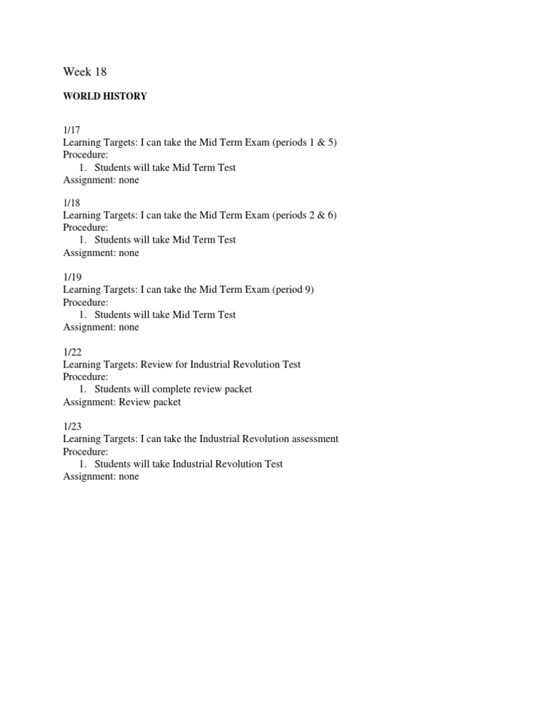 Week 18 World History Midterms & Review | PDF