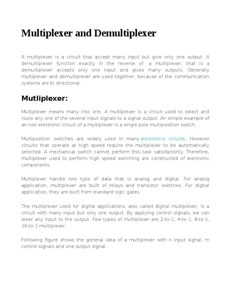 Understanding Multiplexers and Demultiplexers: An In-Depth Look at ...