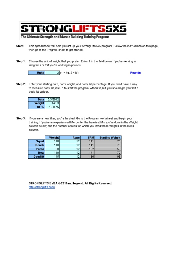 StrongLifts' 5x5 Program | PDF | Sports | Recreation