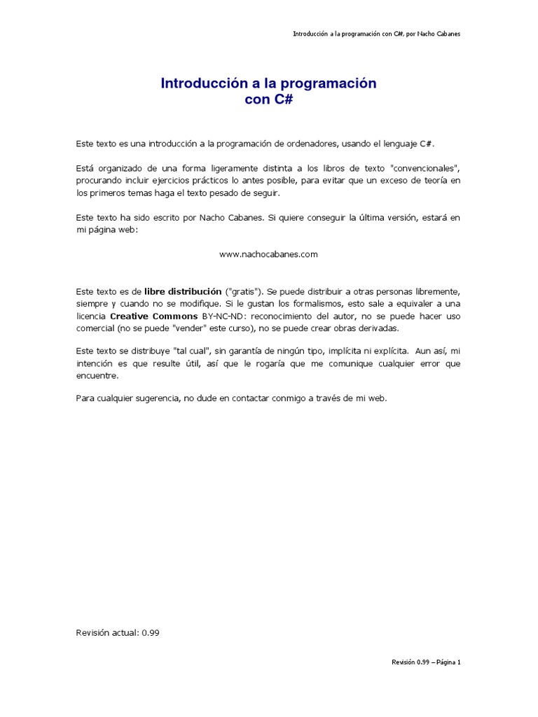 Introduccion A La Programacion Con C Sharp PDF | PDF | Compilador | .NET Framework