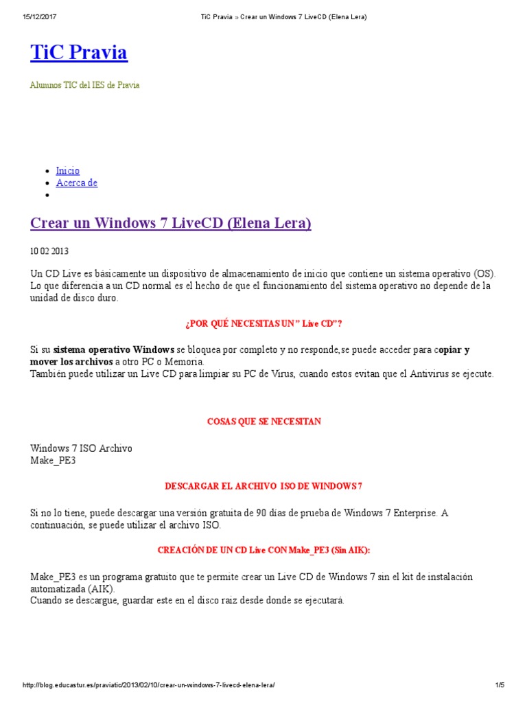 Crear Un Windows 7 LiveCD | PDF | Windows 7 | Archivo de computadora