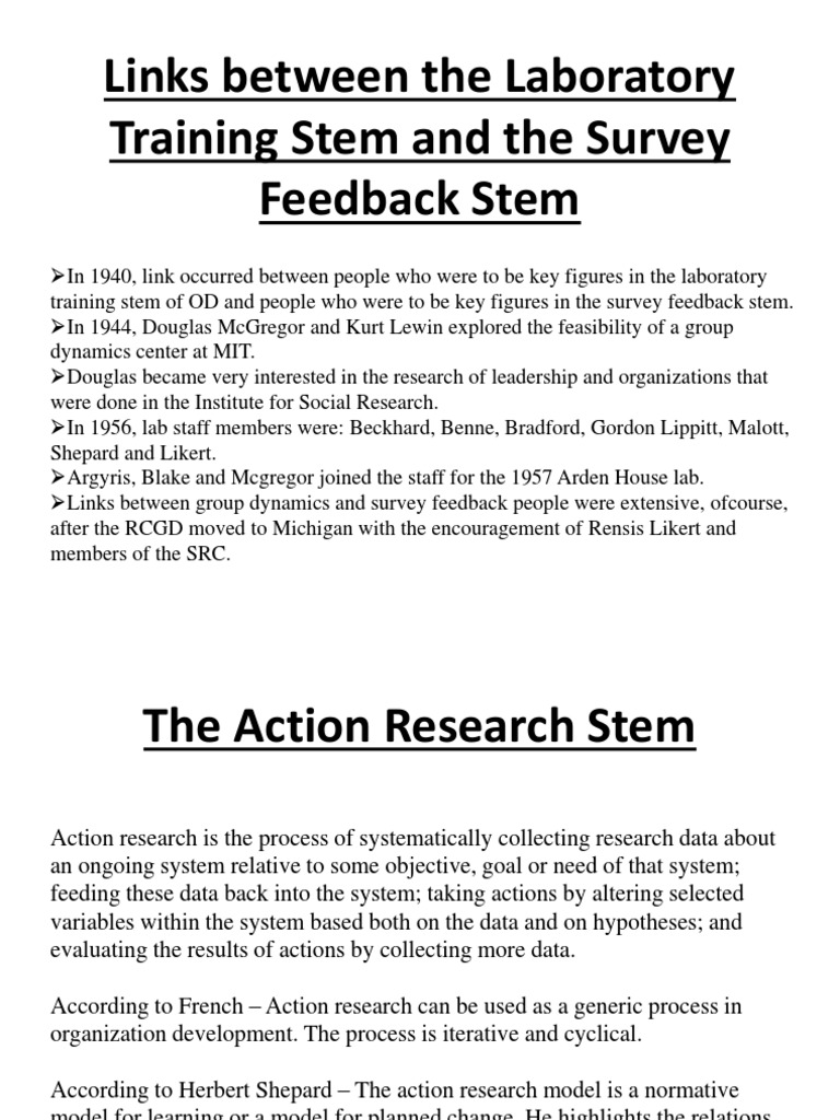 Links Between The Laboratory Training Stem and The Survey Feedback Stem ...