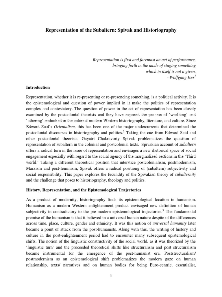 Spivak's Subaltern Theory Explained | PDF | Postcolonialism ...