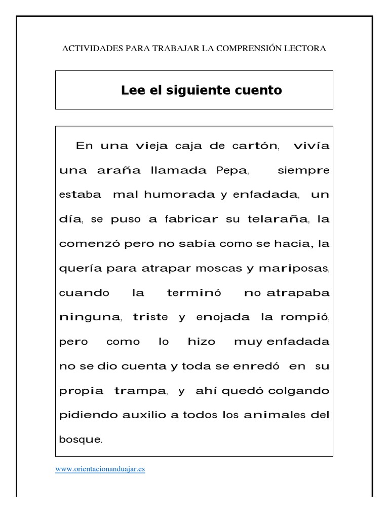 Comprensión Lectora El Cuento | PDF