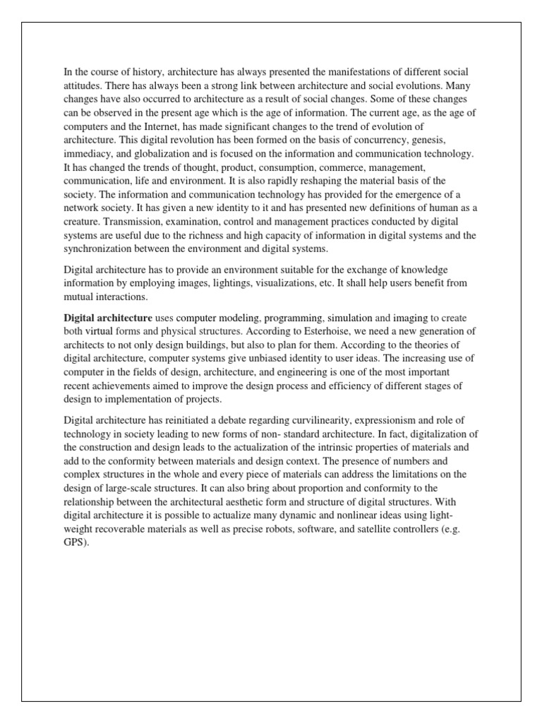 Article On Digital Architecture | PDF | Information | Design