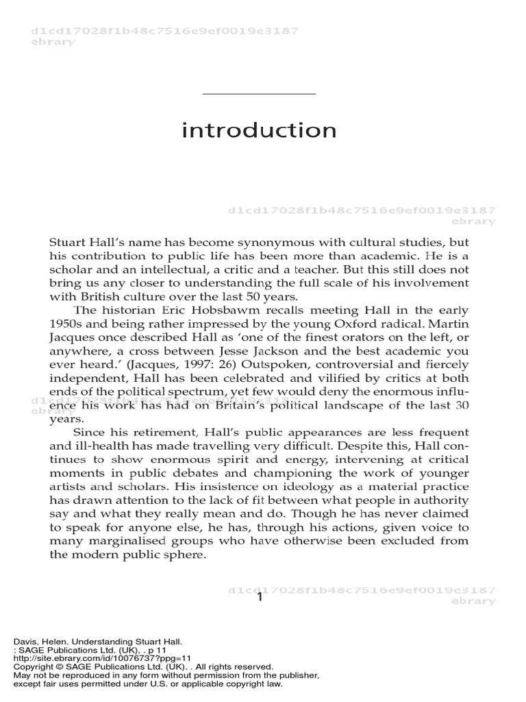 Understanding Stuart Hall 11 To 50 | PDF | Fair Use | All Rights Reserved