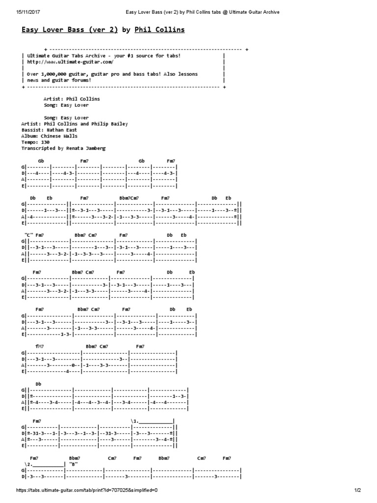 Easy Lover BassTab | PDF | Celtic Musical Instruments | Irish Musical ...