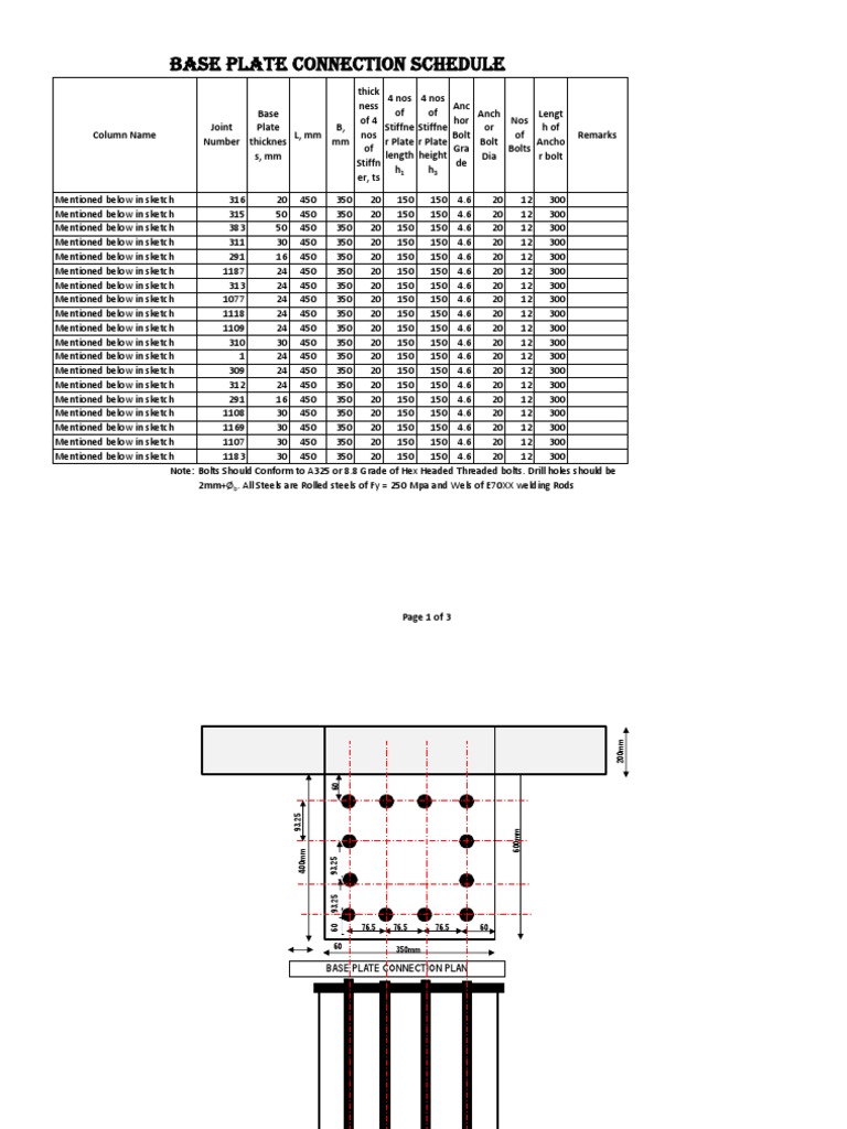 Inclined Spectetor and Stage Portion Base Plate Detail Schedule | PDF ...