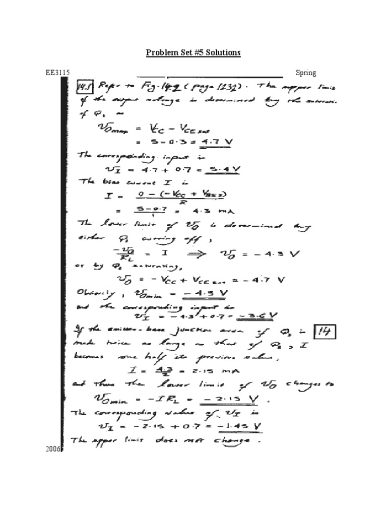 Problem Set 5 Solutions Ee3115 Spring Pdf