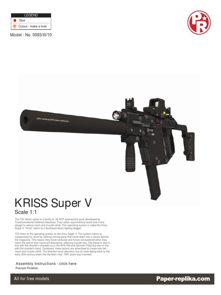 Kriss Super V Papercraft 1:1 | PDF | Rifle | Firearm Components