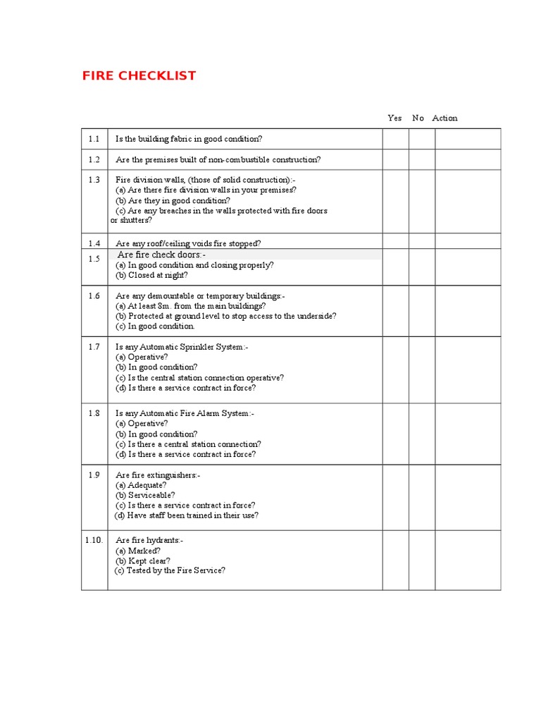 Fire Checklist: Are Fire Check Doors | PDF | Building Engineering | Safety