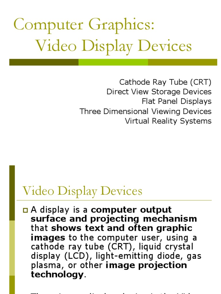 Unit I Lecture 2 Display Devices | PDF | Cathode Ray Tube | Liquid ...
