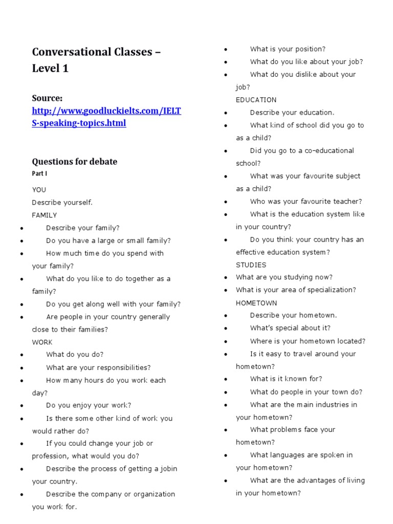 Conversational Classes Level 1 | PDF | Languages | Language Arts ...