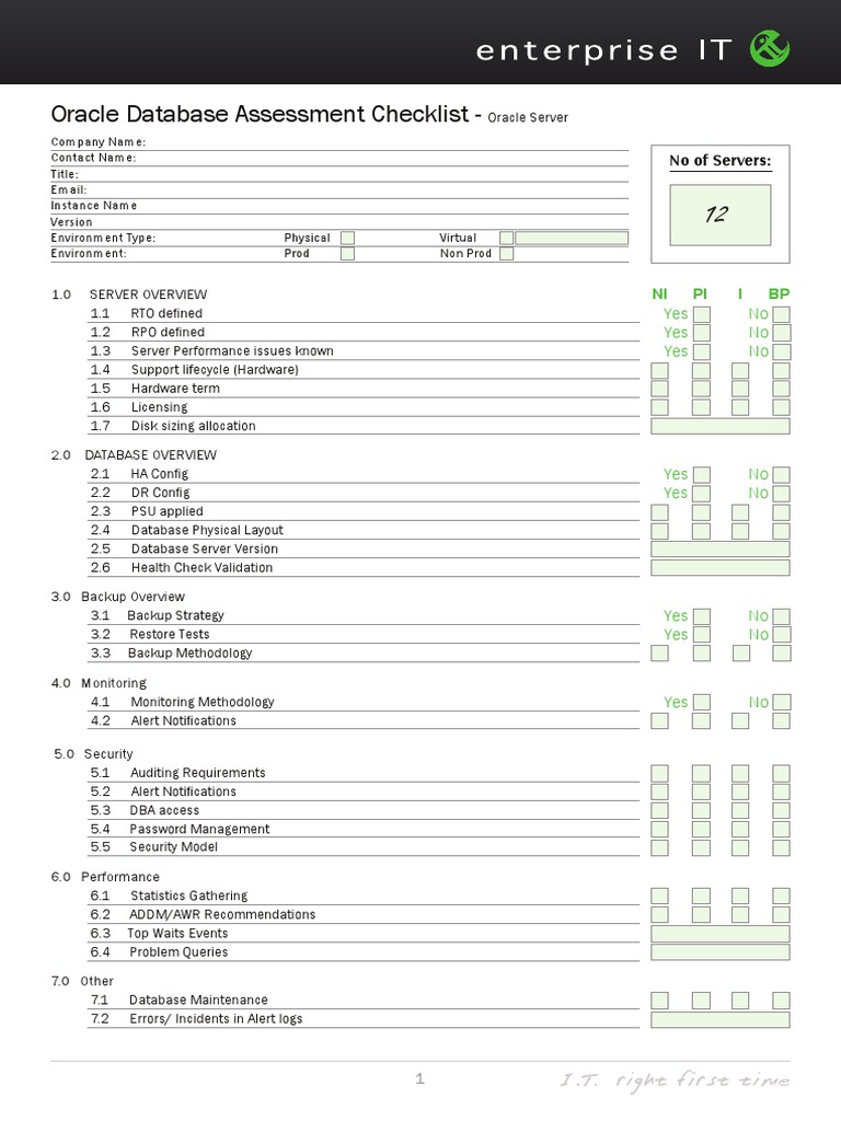 Oracle Server Checklist PDF | PDF | Databases | Educational Assessment