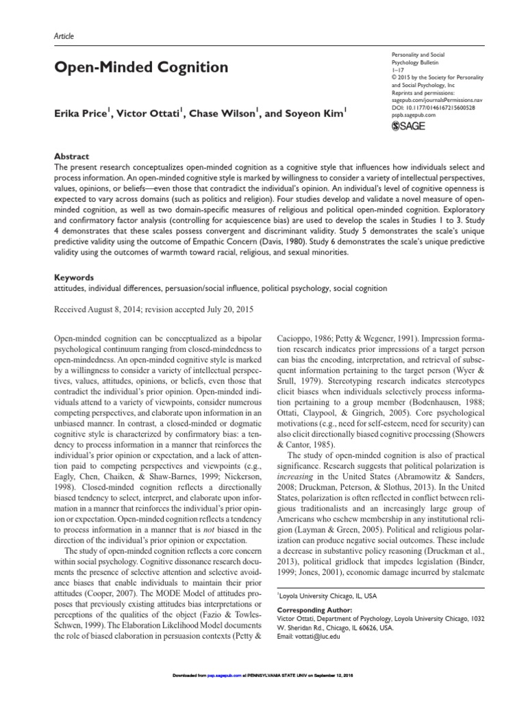 Open Minded Cognition | PDF | Factor Analysis | Survey Methodology