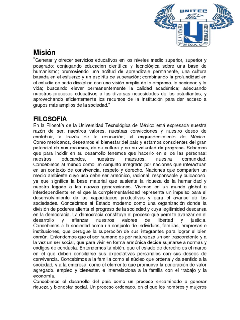 Misión Unitec | PDF | Libertad | Sociedad