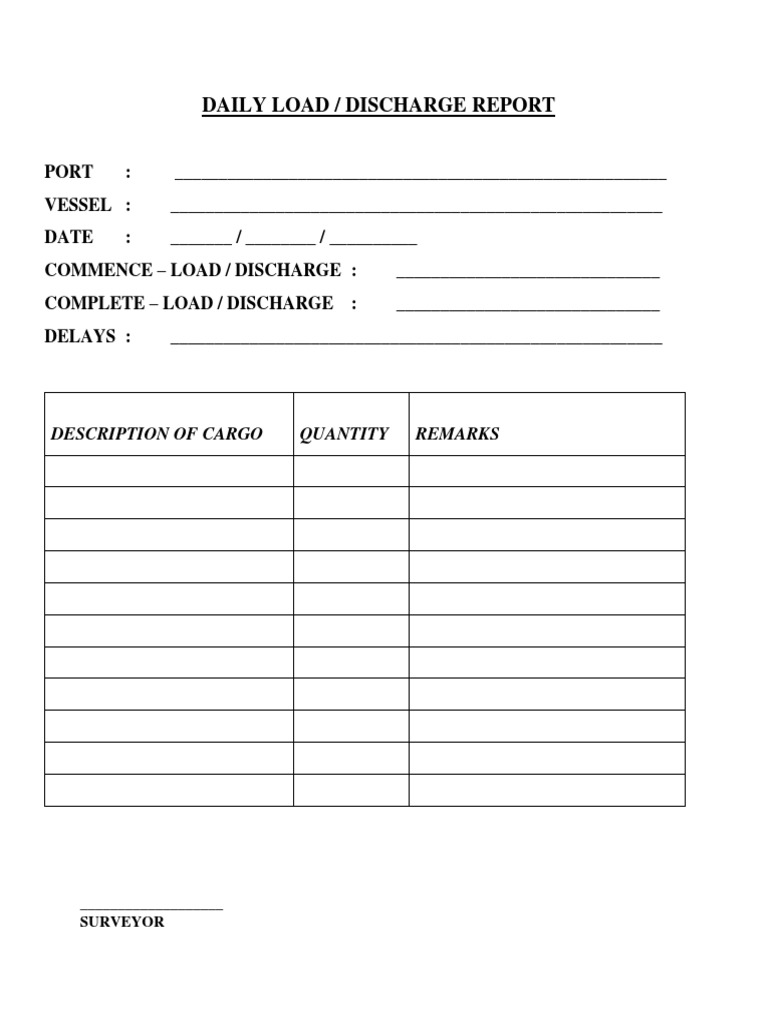 Daily Load or Discharge Report | PDF