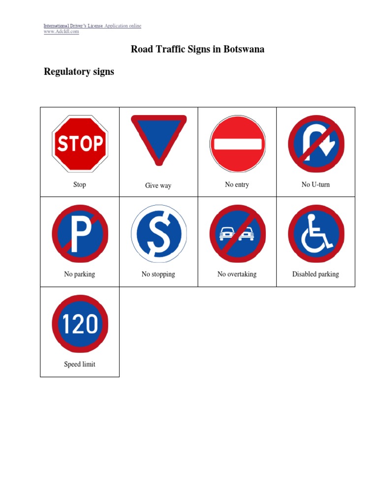 Botswana Road Traffic Signs | Traffic | Driving