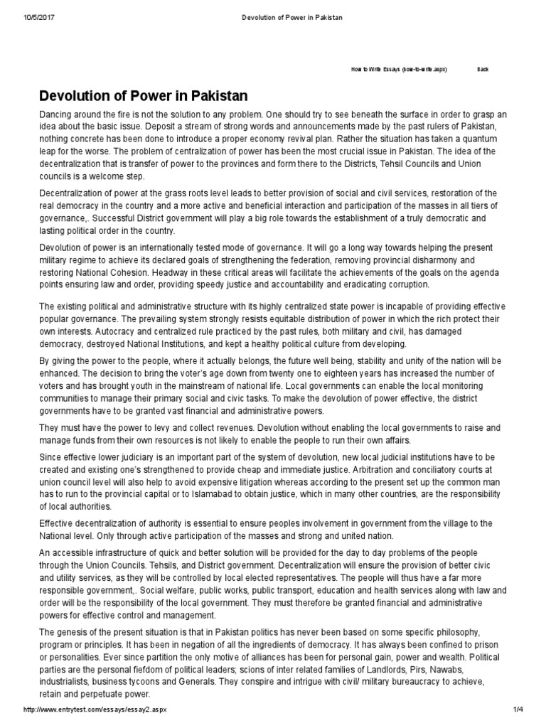 Devolution of Power in Pakistan | PDF | Graduate Record Examinations ...