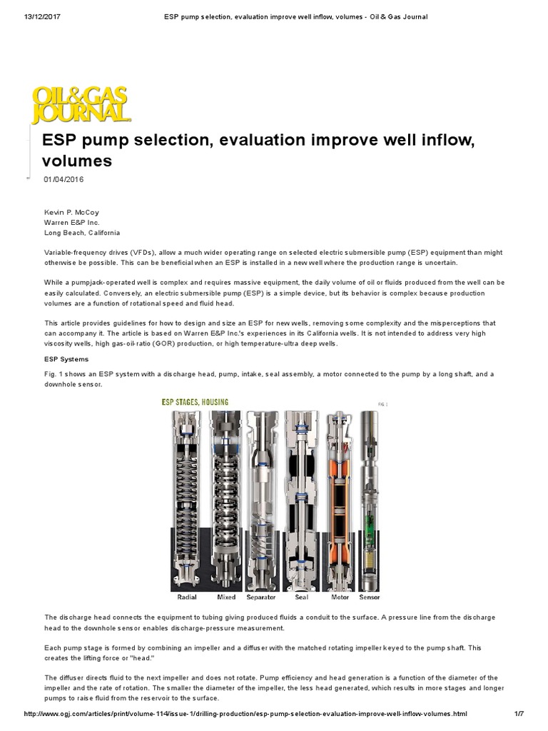 ESP Pump Selection, Evaluation Improve Well Inflow, Volumes - Oil & Gas ...