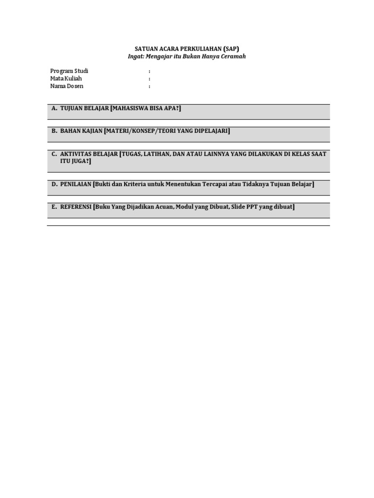 Format Sap Dan Contoh | PDF