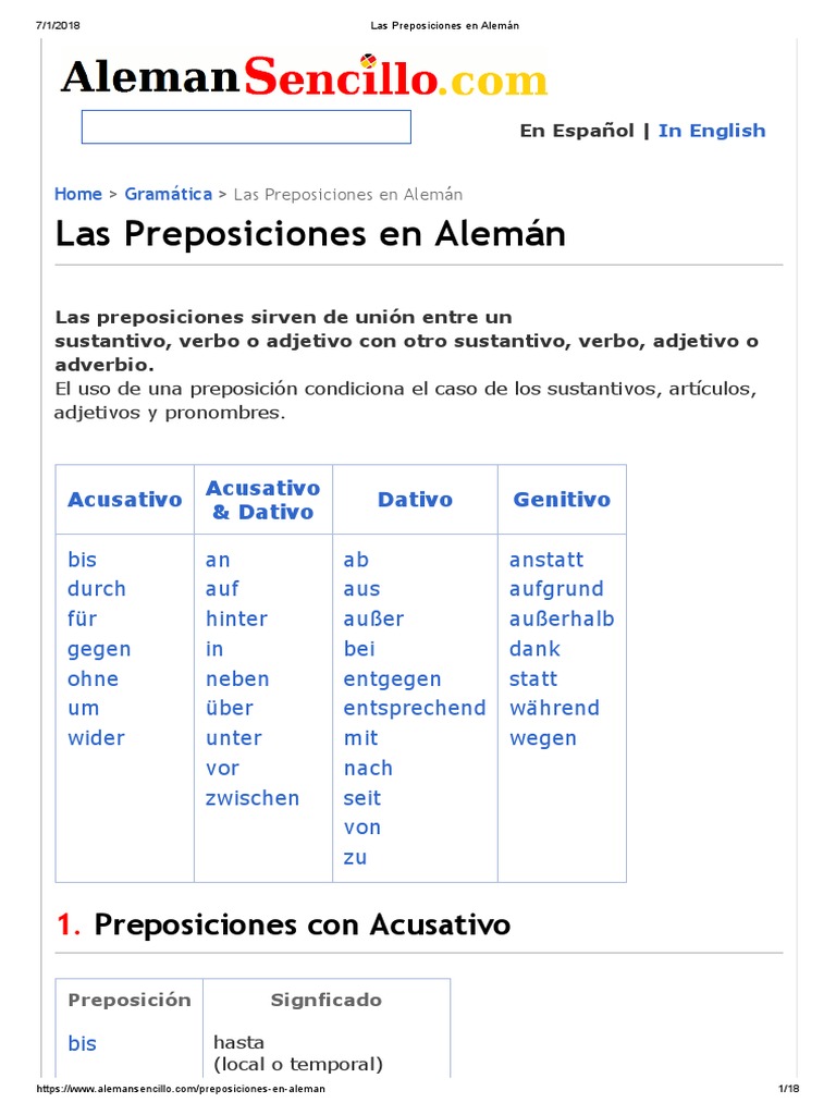 Las Preposiciones en Alemán | PDF | Idiomas