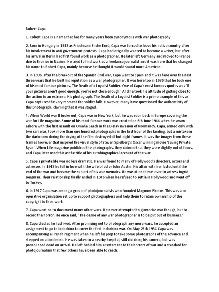 Robert Capa | PDF | Unrest | Leisure