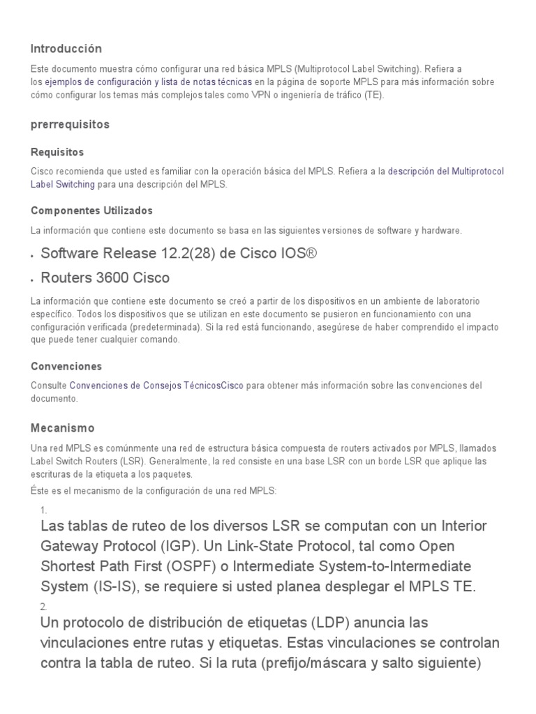 Configuración Básica de MPLS Usando OSPF - Cisco | PDF | Cambio de ...