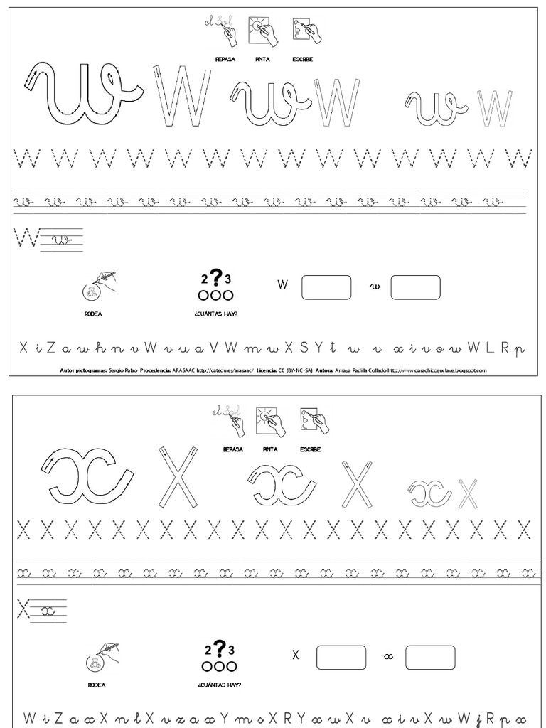 Ficha Escritura W, X, Y, Z | PDF