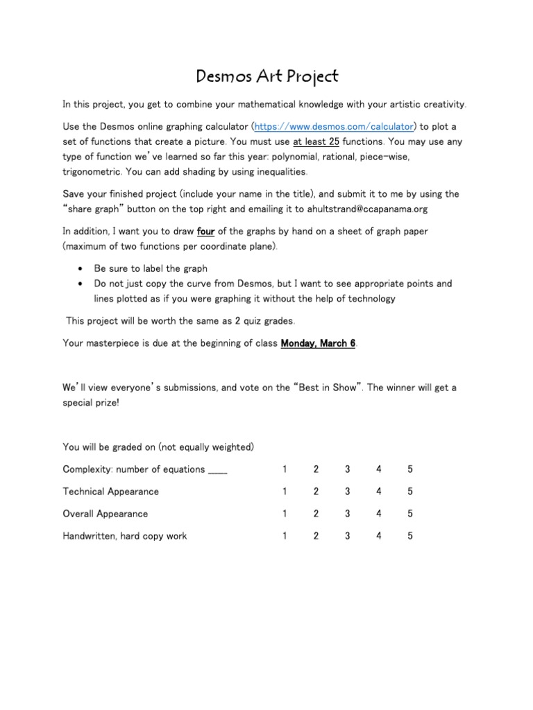 Desmos Art Project Pdf