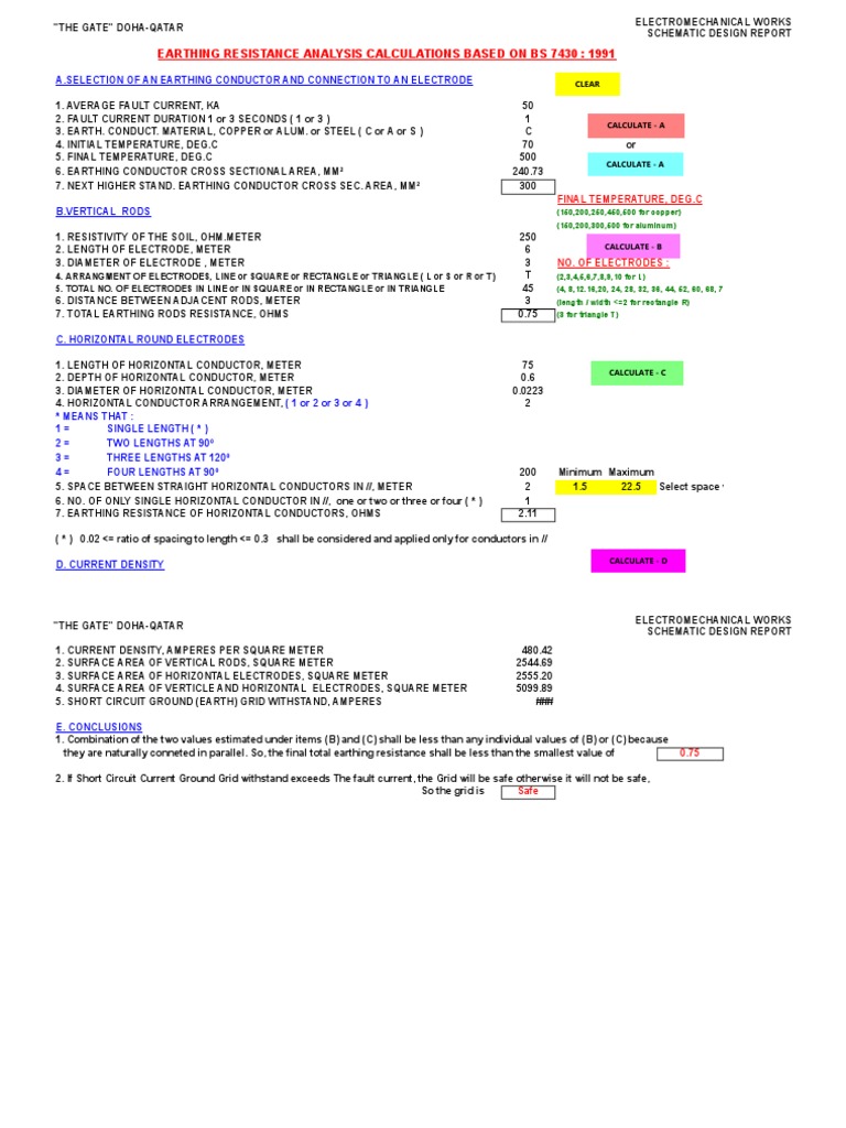 Earthing Calculations | PDF | Electrical Resistivity And Conductivity ...