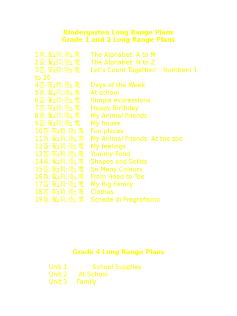 Kindergarten-Grade1-2 Italian Long Range Plans | PDF | Verb | Adjective