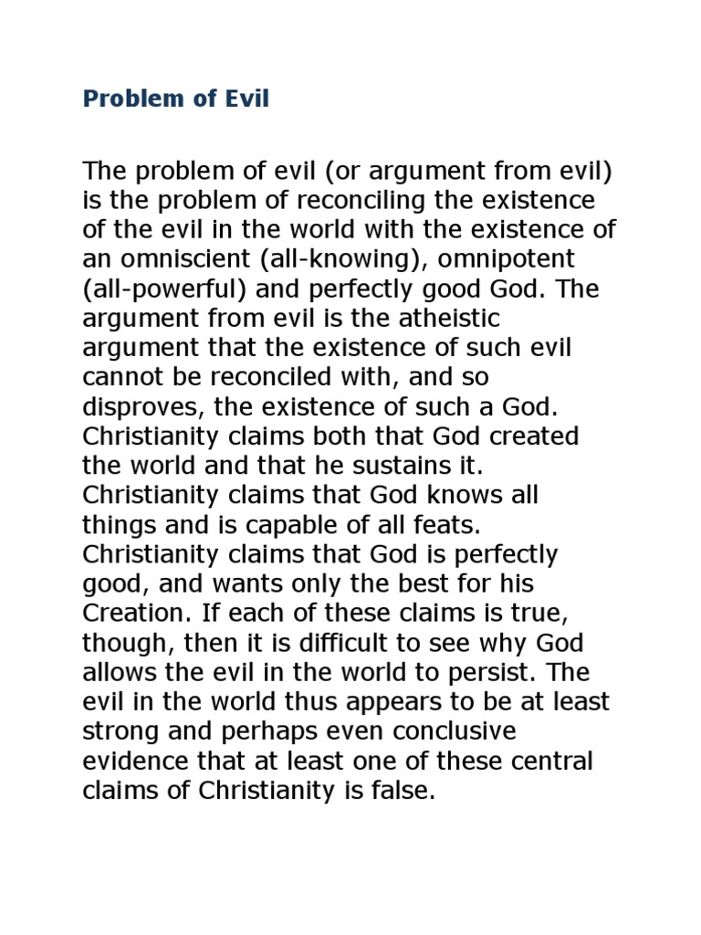 Problem of Evil | PDF | Problem Of Evil | Argument