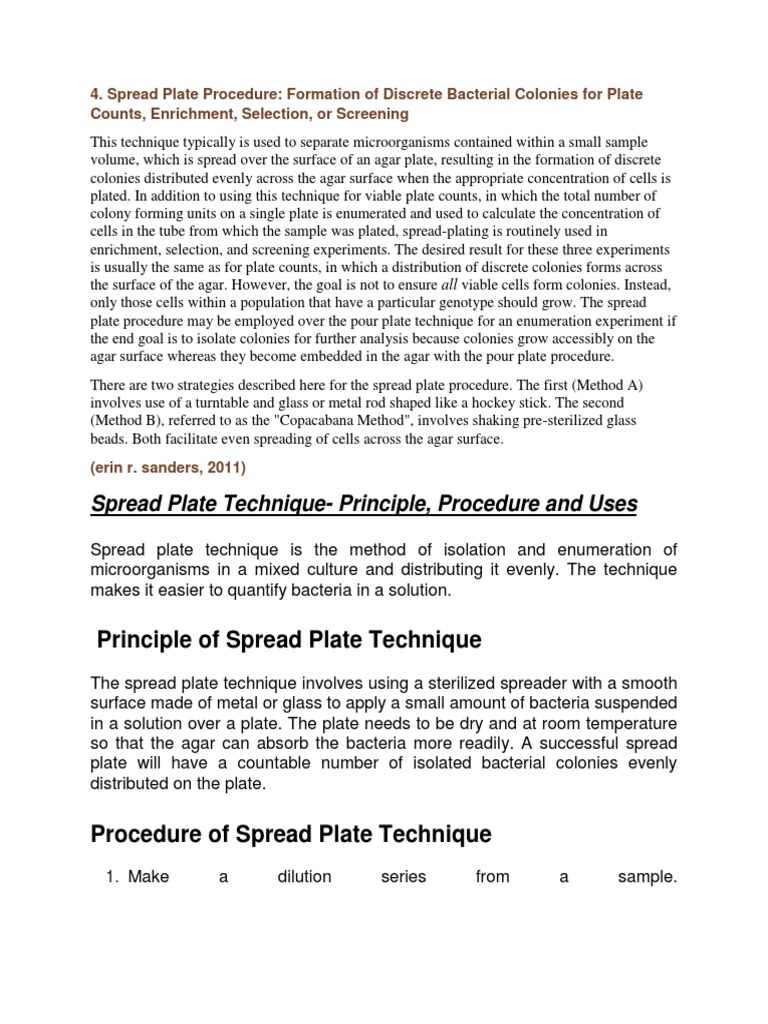 SPREad Plate | PDF | Colony Forming Unit | Growth Medium
