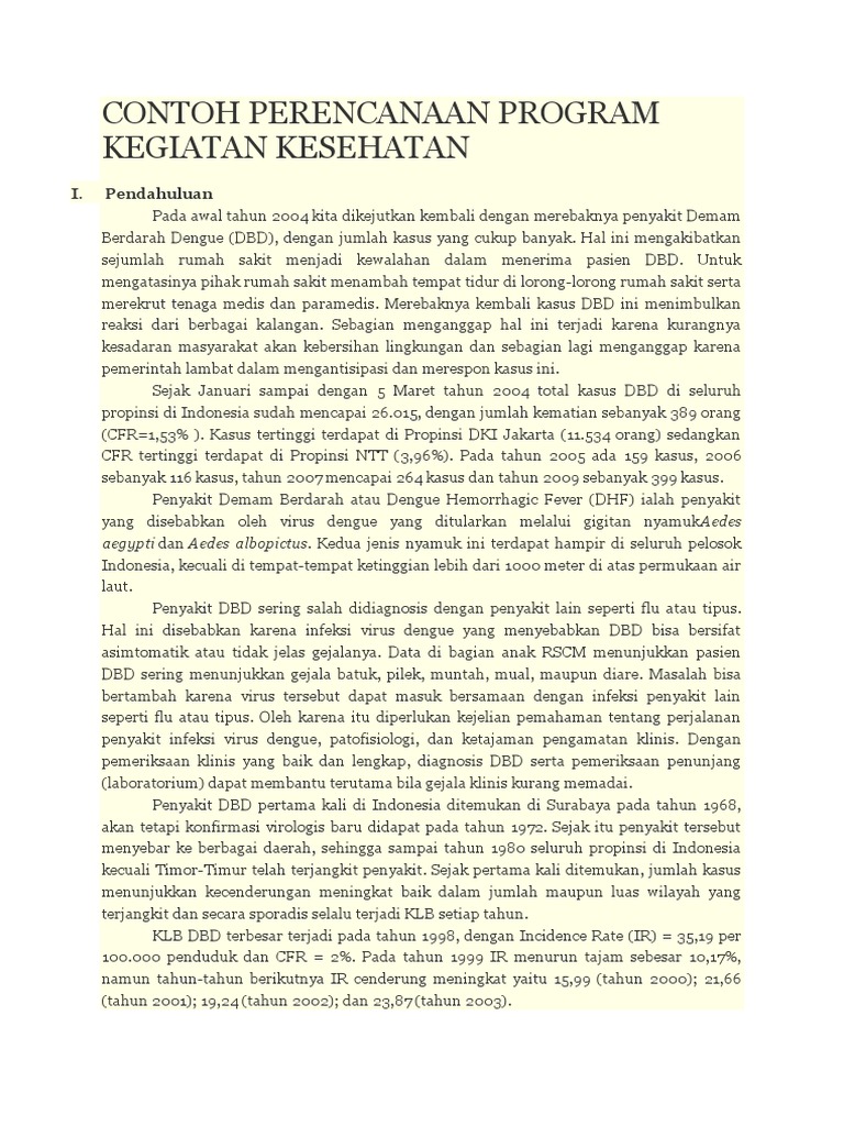 Contoh Perencanaan Program Kegiatan Kesehatan DBD | PDF