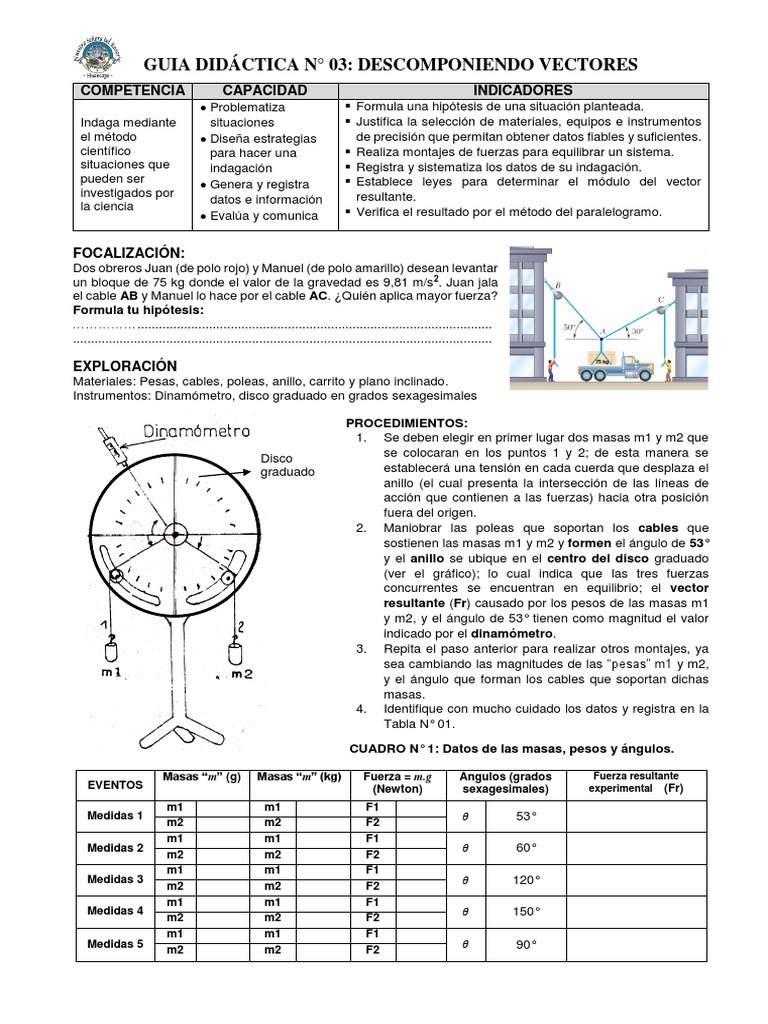 Descomposición de Vectores y Ángulos | PDF | Vector Euclidiano | Masa