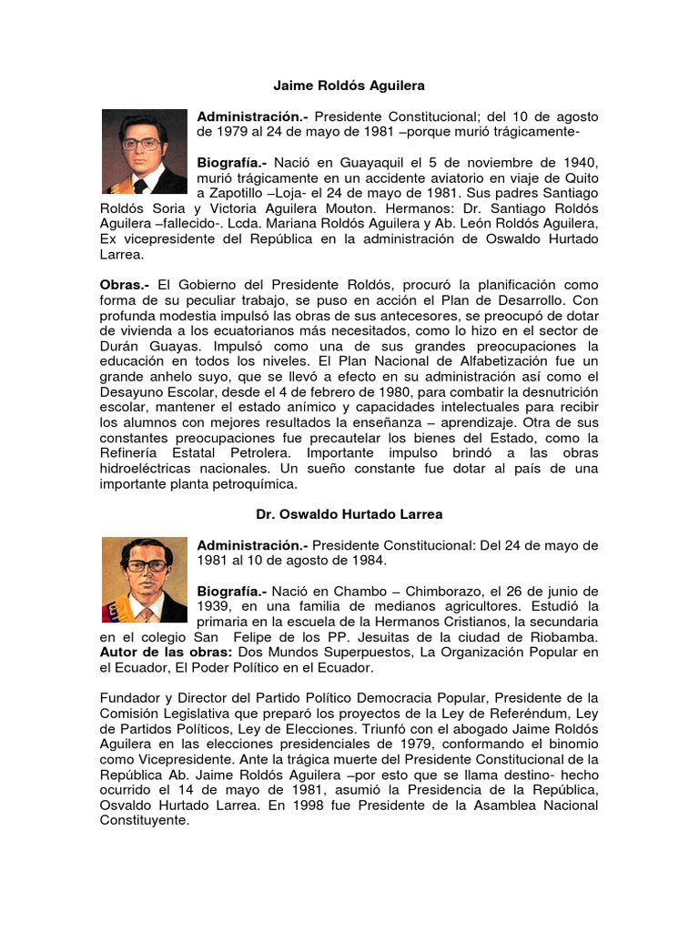 Jaime Roldós Aguilera | PDF | Comunidad andina | Gobierno