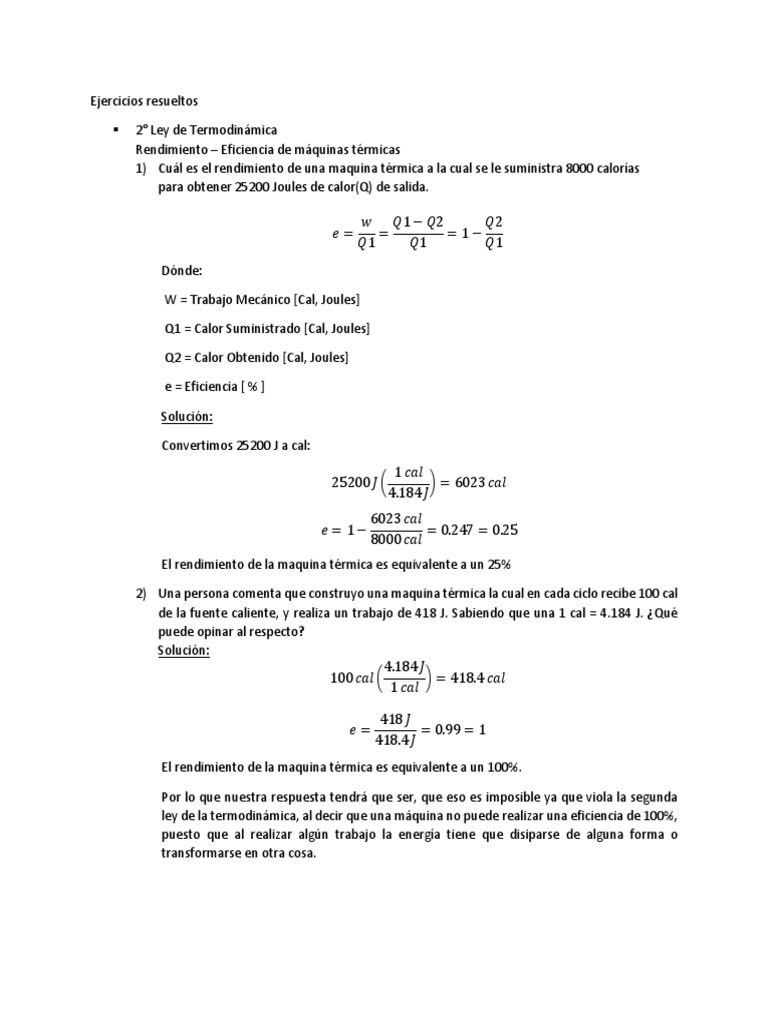 Ejer 2ley Termo | PDF | Calor | Termodinámica