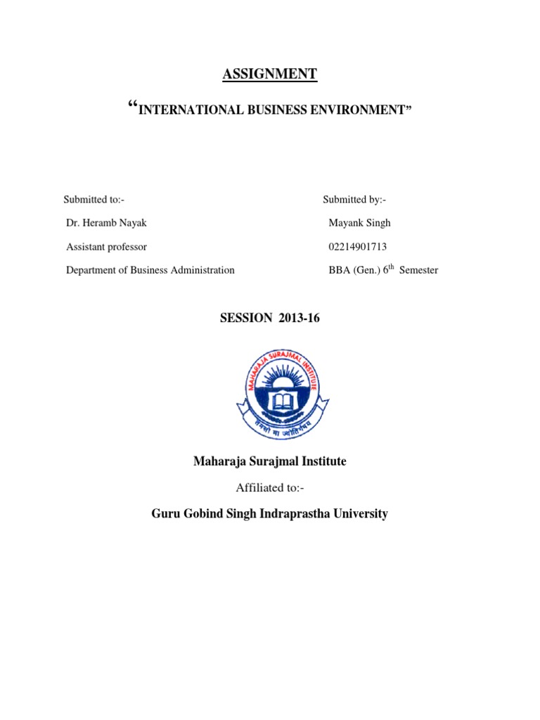 Assignment: International Business Environment" | PDF | International ...